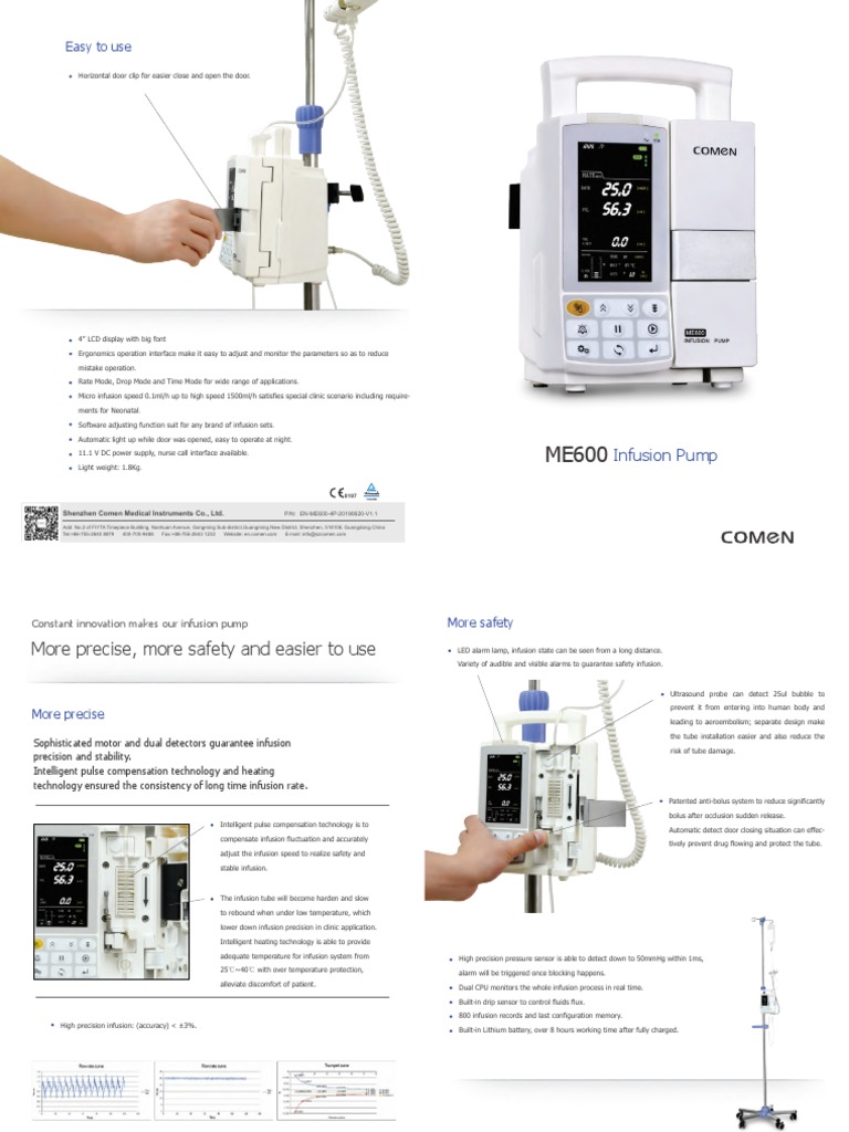 Brochures Infusion pump ME600 | PDF | Intravenous Therapy | Vacuum Tube
