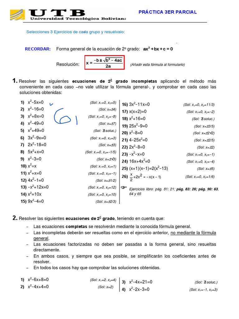 3 Ejercicios Por Grupo PRACTICA EC SEGUNDO-GRADO1 | PDF | Ecuaciones