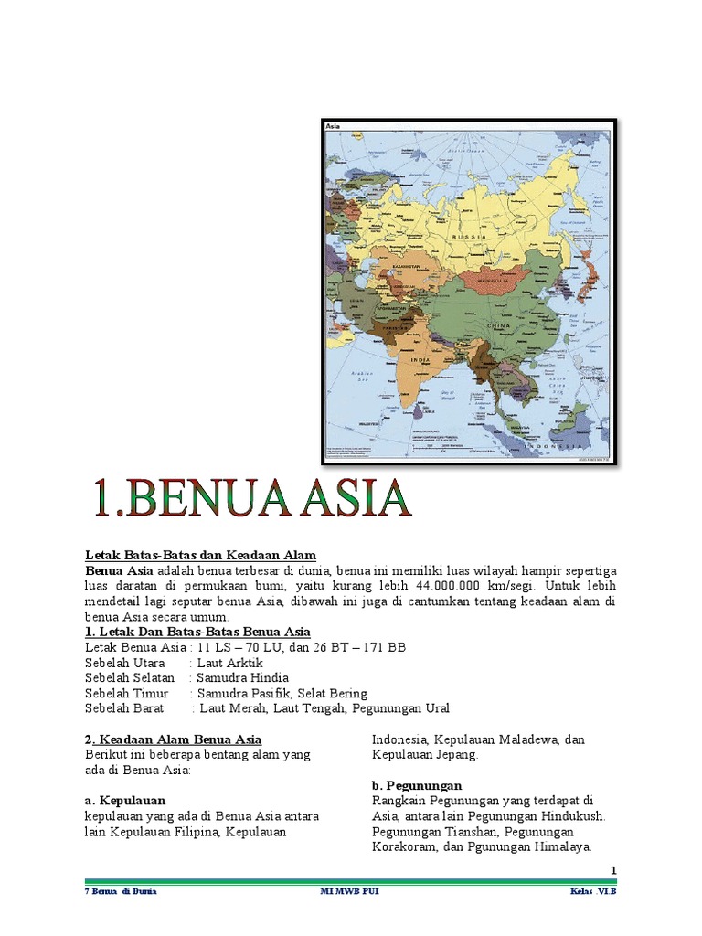 Batas dan Keadaan Alam Benua Asia | PDF | Perjalanan | Sains & Matematika