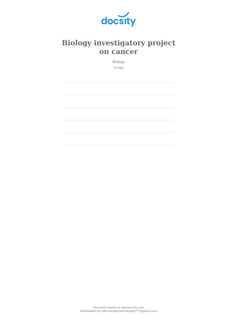 Docsity Biology Investigatory Project On Cancer | PDF | Cancer | Health ...