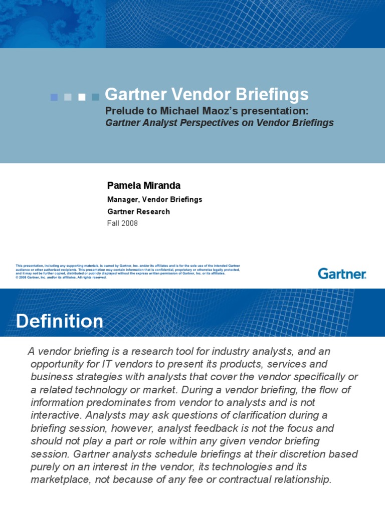 Gartner Analyst Perspectives On Vendor Briefings | PDF | Trademark | Proprietary Software