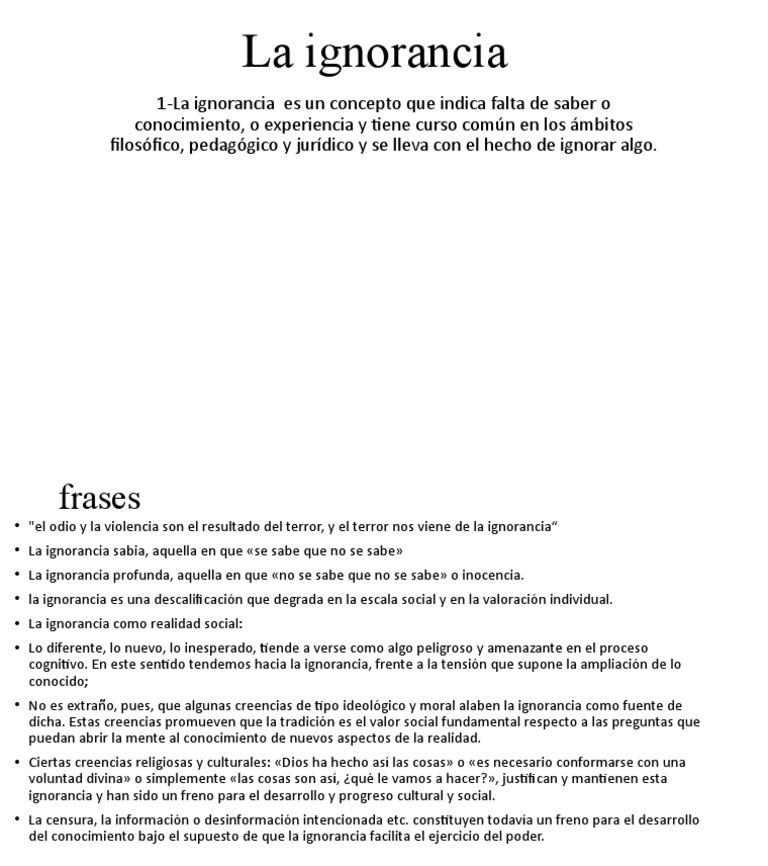 La Ignorancia | PDF