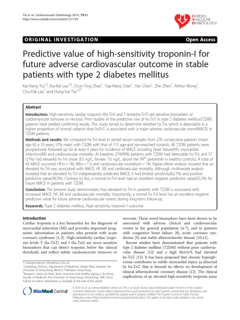 Predictive Value of High-Sensitivity Troponin-I For Future Adverse ...