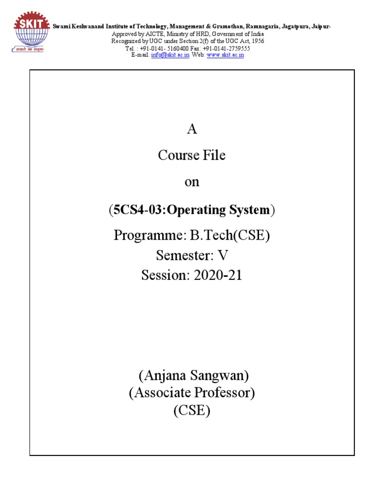 Operating System 5CS4-03 Anjana Sangwan | PDF | Process (Computing) | Shell (Computing)