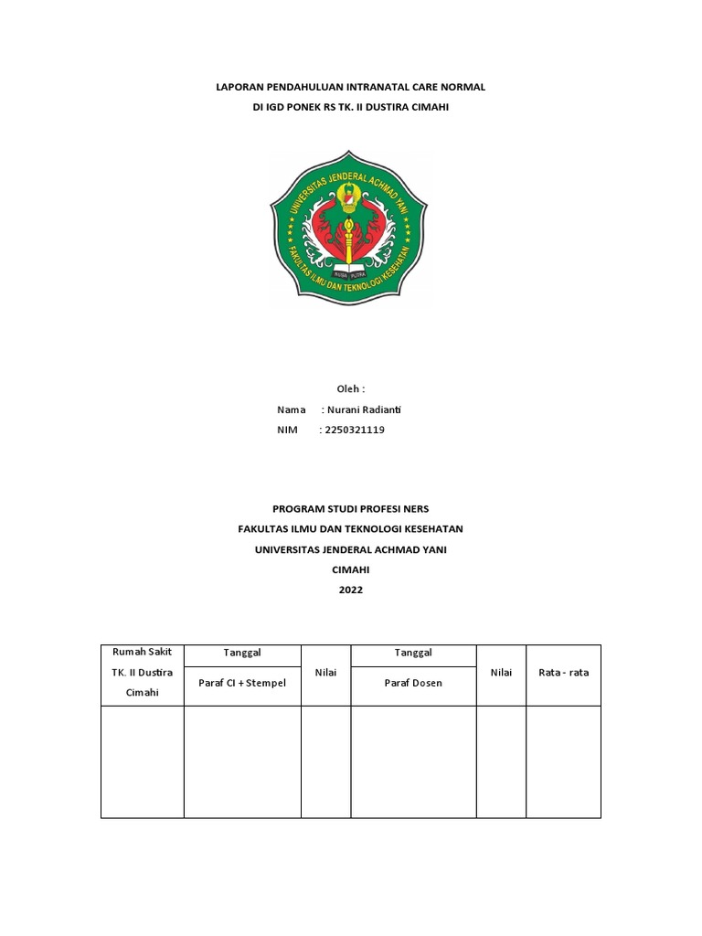 Laporan Pendahuluan Intranatal Care Normal | PDF