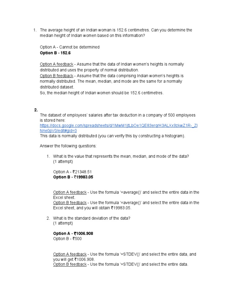 Normal Distribution Assessments | PDF | Mode (Statistics) | Normal ...