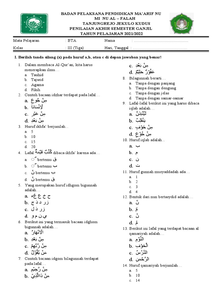 Soal BTA BU RU 2021 | PDF