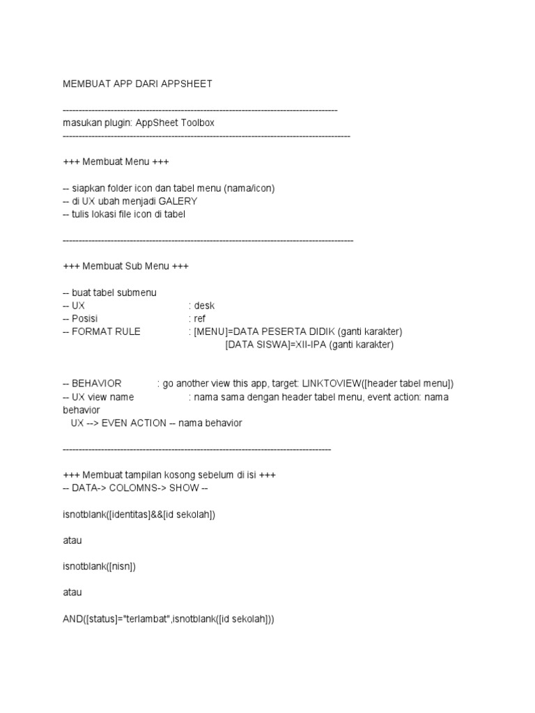 Formula Belajar Dasar Appsheet | PDF