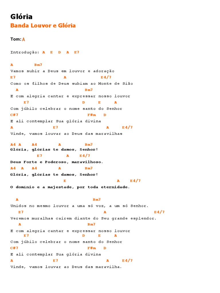 Cifra Club - Banda Louvor e Glória - Glória | PDF