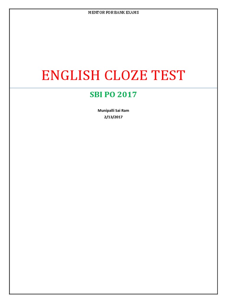 200+ Cloze Test For Practice | PDF | Banks | Air Conditioning