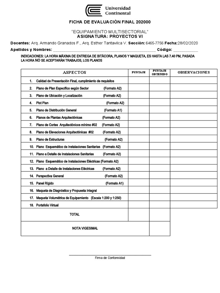 Ficha Entrega Final PVI | PDF