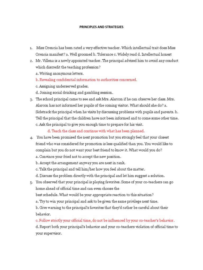 Principles and Strategies Exams 1 | PDF | Teachers | Learning