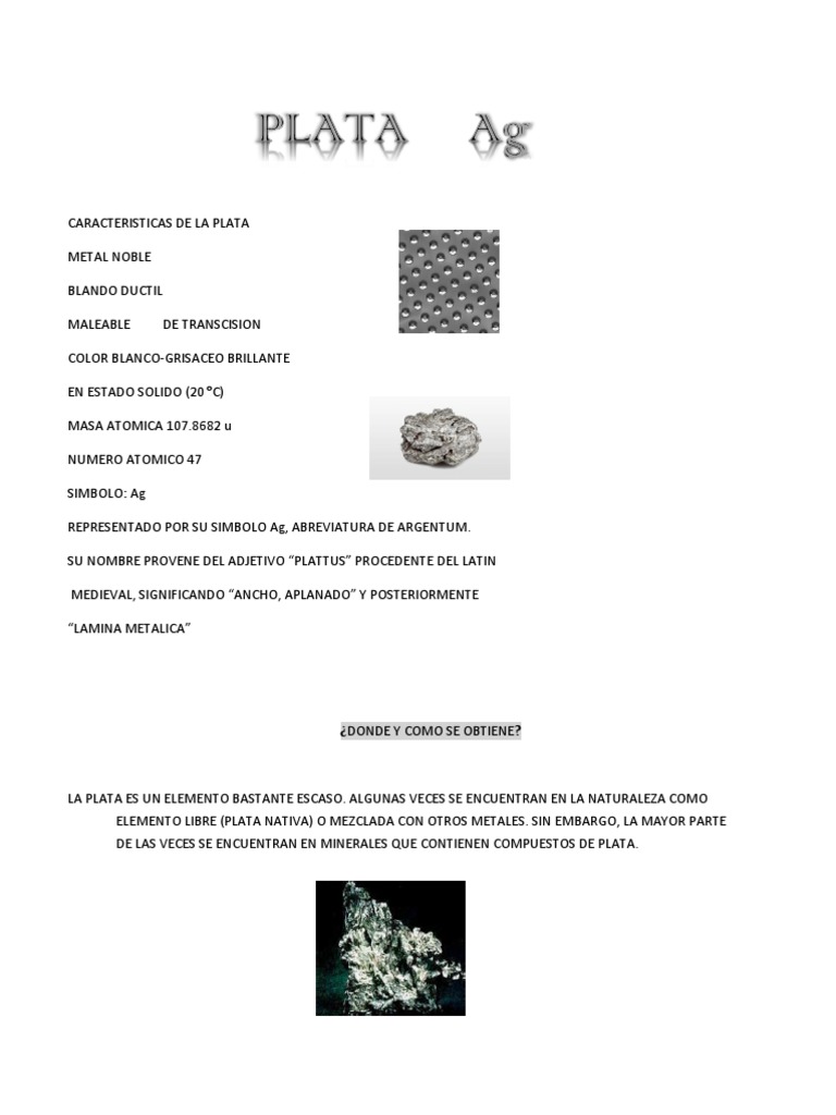 Características y usos de la plata (Ag) | PDF | Ciencia y matemáticas