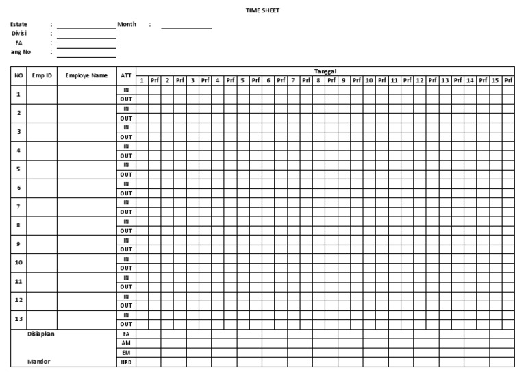 Form Time Sheet | PDF