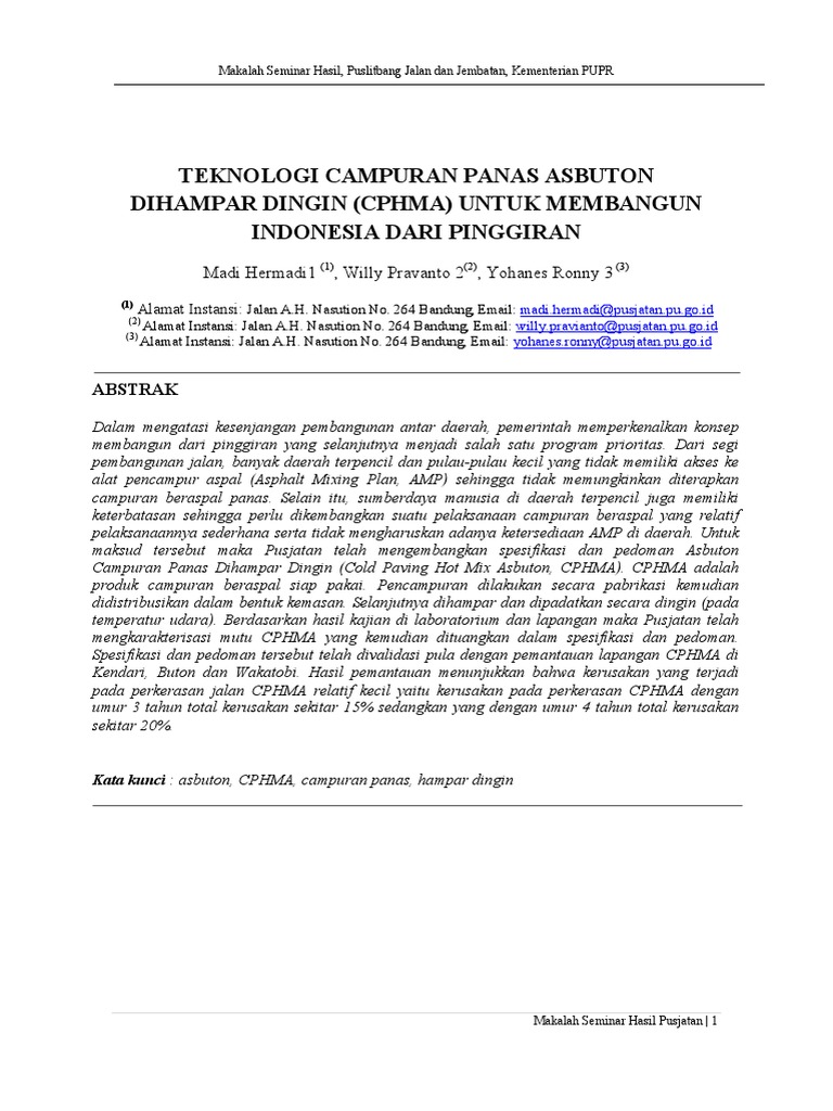 4 Naskah Ilmiah Teknologi Perkerasan Jalan Cphma | PDF