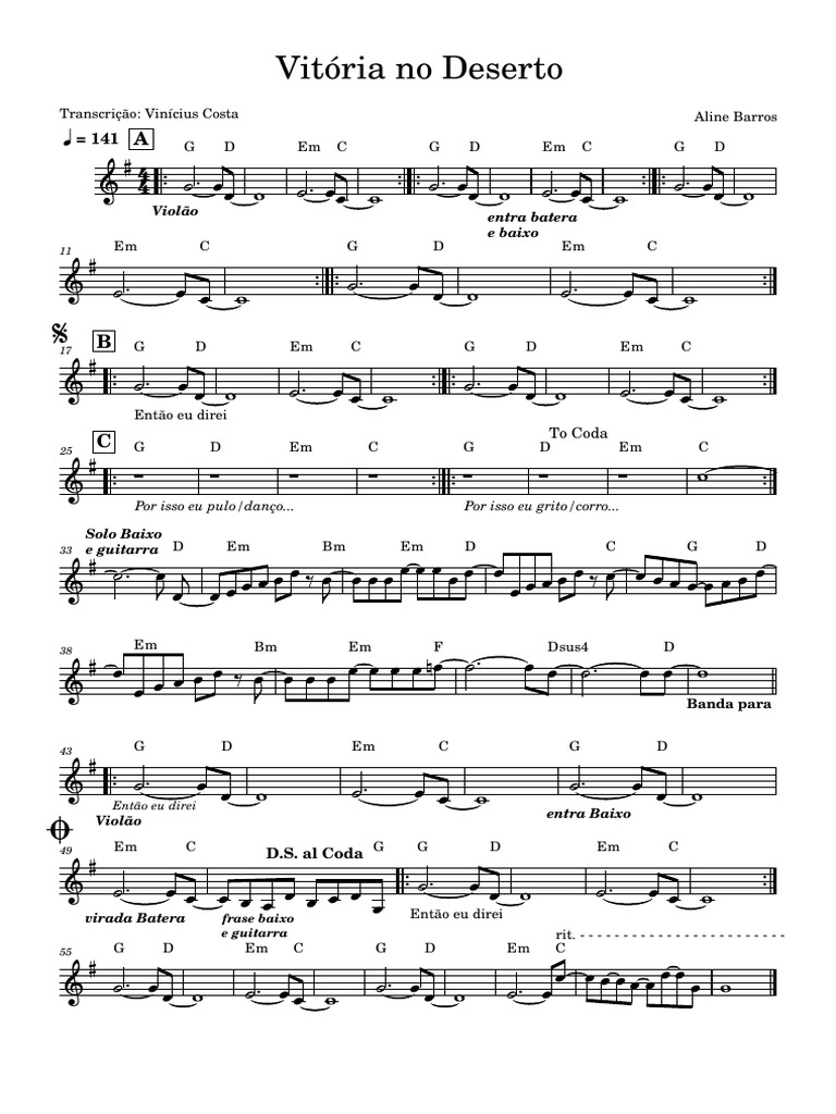 Vitória - No - Deserto Partitura Banda | PDF