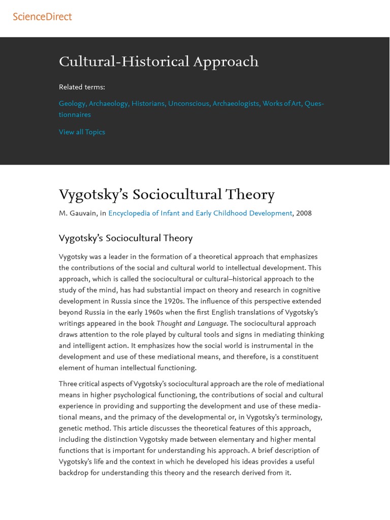 Vygotsky's Sociocultural Theory | PDF | Constructivism (Philosophy Of ...