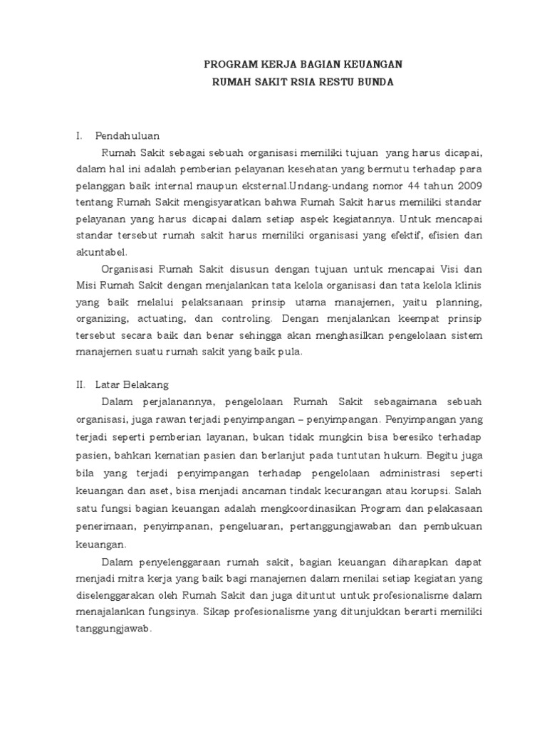 Program Kerja Keuangan | PDF | Karier & Perkembangan | Bisnis