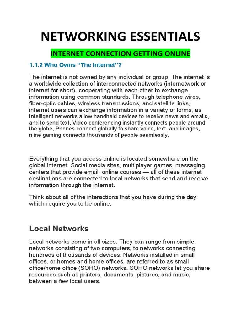 Networking Essentials | PDF | Computer Network | Peer To Peer