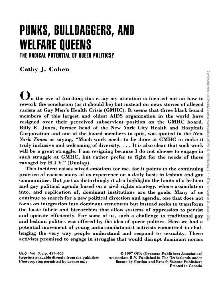 Punks, Bulldaggers, and Welfare Queens | PDF Punks, Bulldaggers, and Welfare Queens | PDF