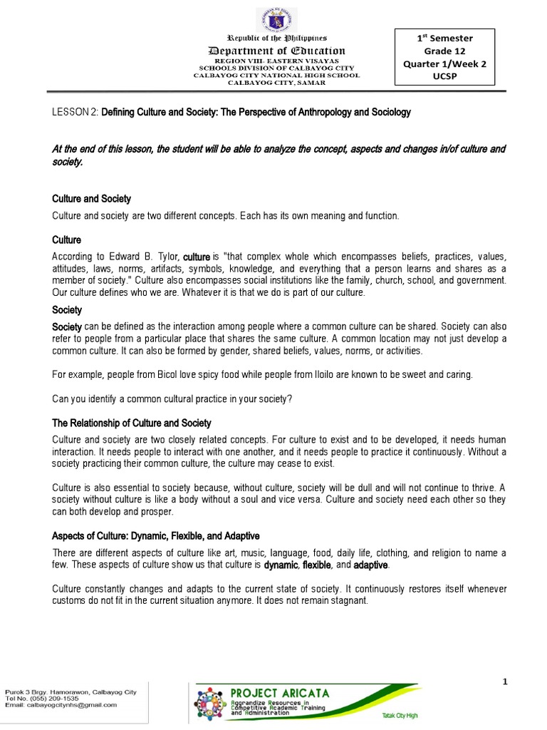 Week 2 Ucsp Handout | PDF | Socialization | Behavioural Sciences