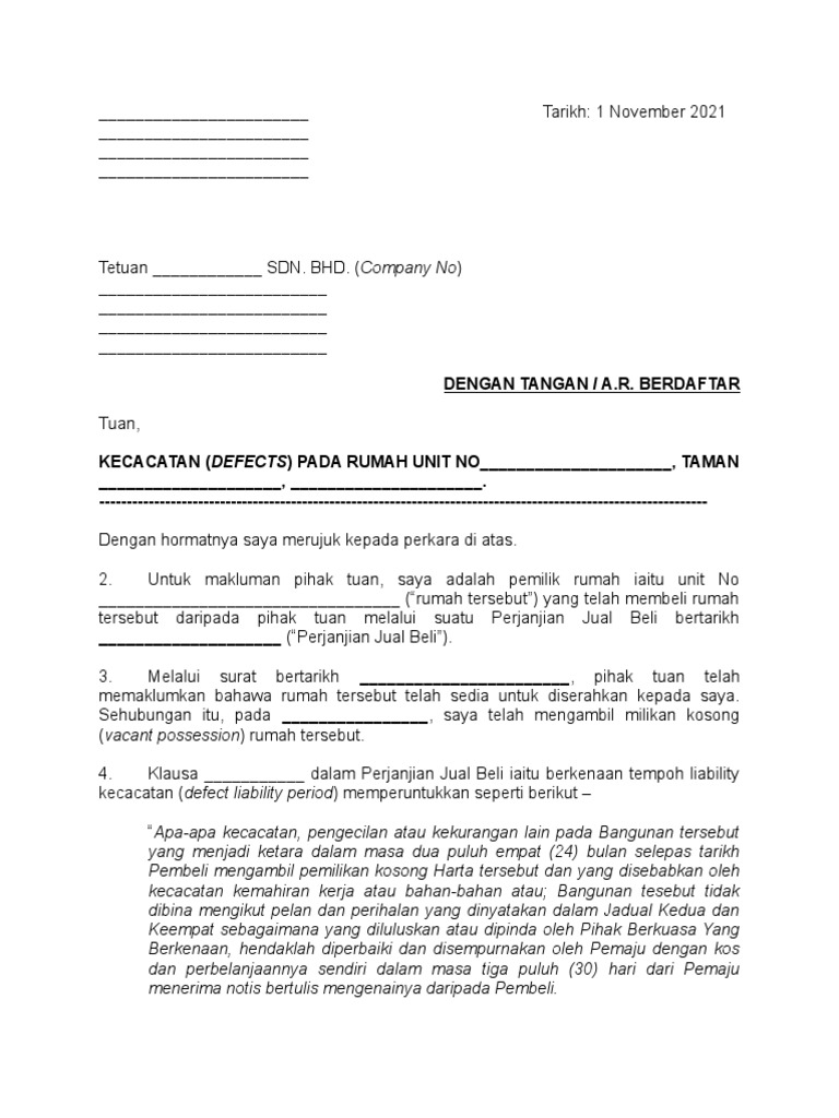 Surat Rasmi Aduan Kerosakan Taman Chatin Hills1 | PDF