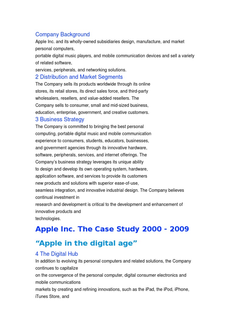 Apple Inc. The Case Study 2000 - 2009 | PDF | Apple Inc. | I Pod