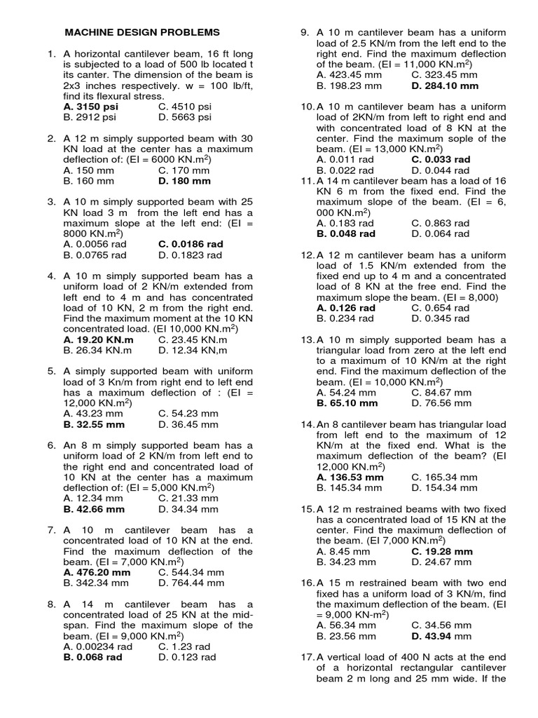 Machine Design 1000 Problems | PDF | Gear | Strength Of Materials
