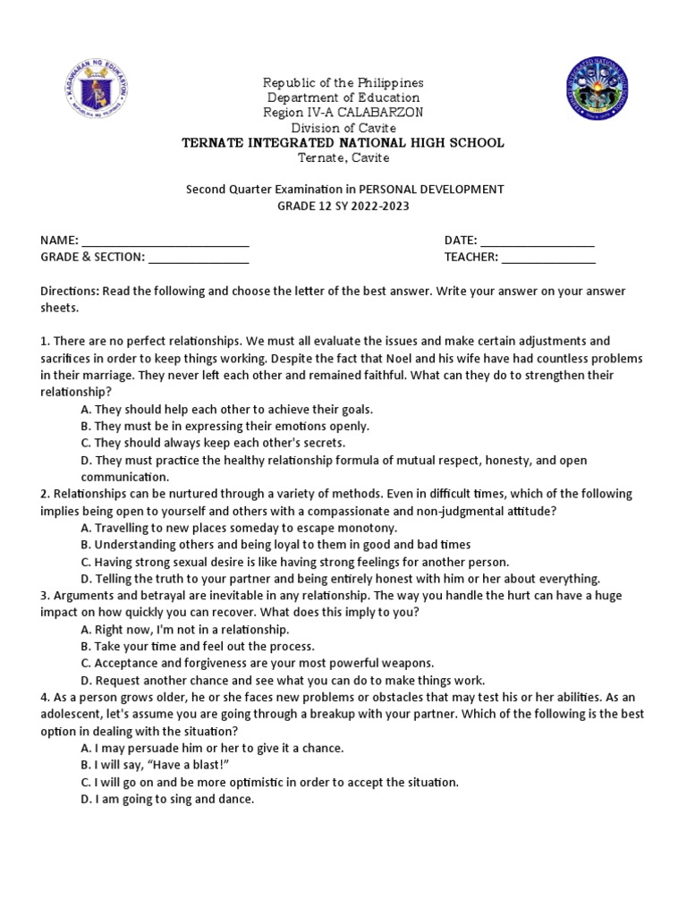 Perdev Test Q2 Solo Framework | PDF | Family | Violence