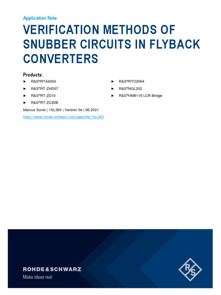 Verification Methods of Snubber Circuits in Flyback Converters | PDF | Capacitor | Electrical ...