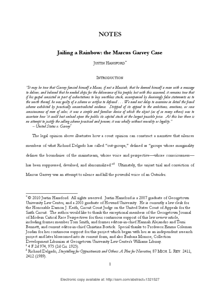 "Jailing A Rainbow: The Marcus Garvey Case" by Justin Hansford | PDF ...