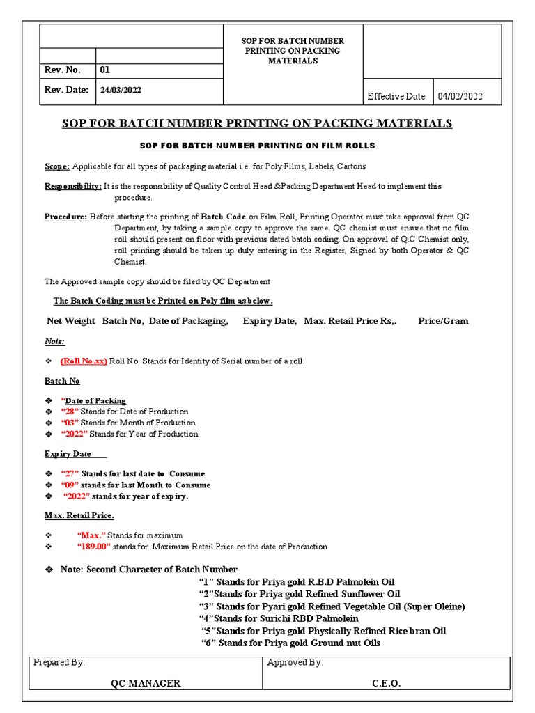 Printing SOP Modi | Download Free PDF | Packaging And Labeling
