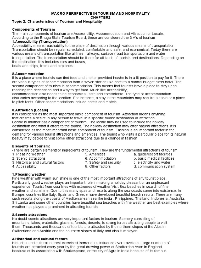 Chapter 2 Macro Perspective in Tourism and Hospitality | PDF | Tourism | Resort