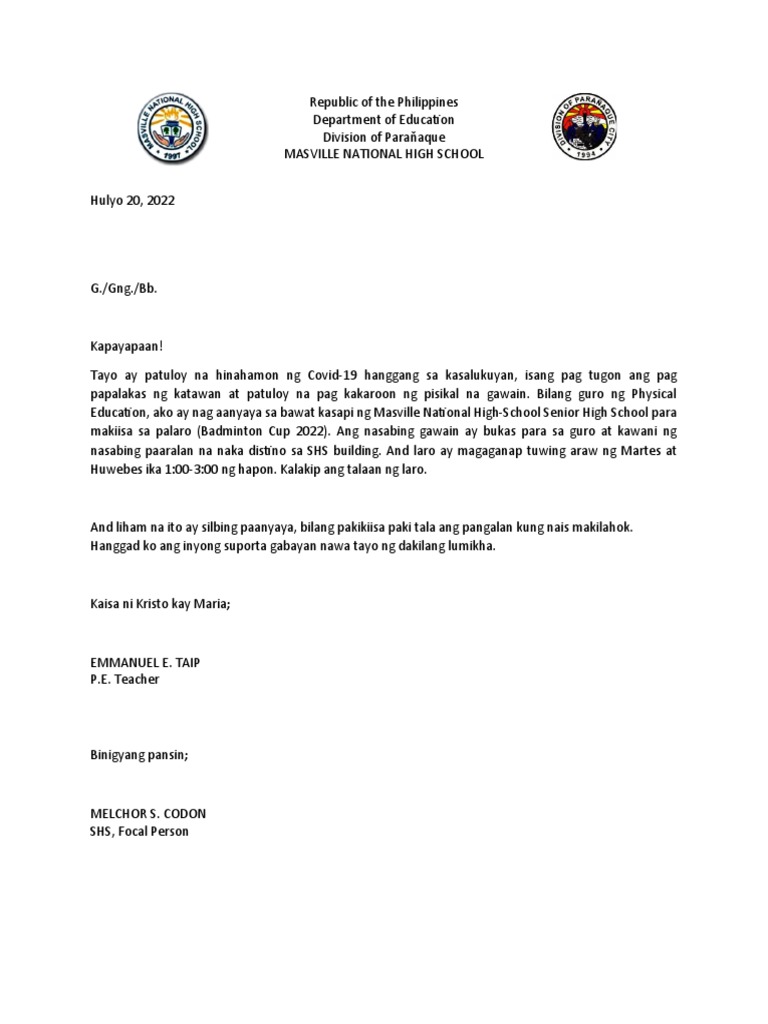 Communication Letter | PDF