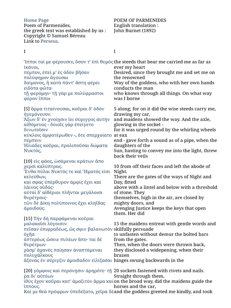 Poem of Parmenides | PDF | Religion & Spirituality