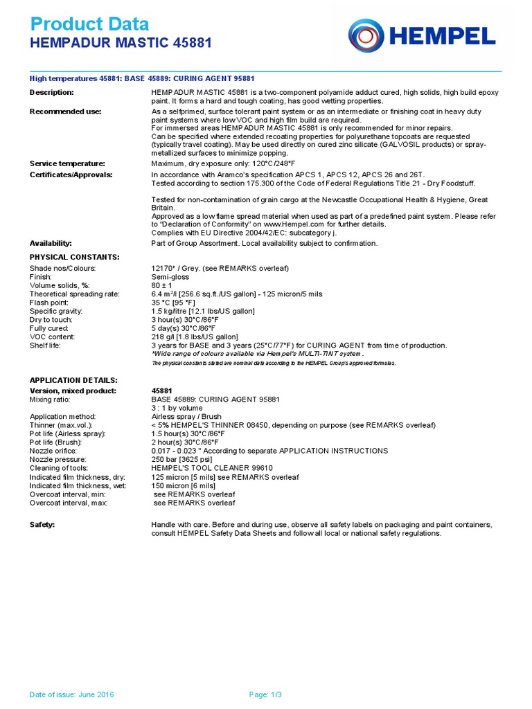 APCS-26T Hempel | PDF | Paint | Water