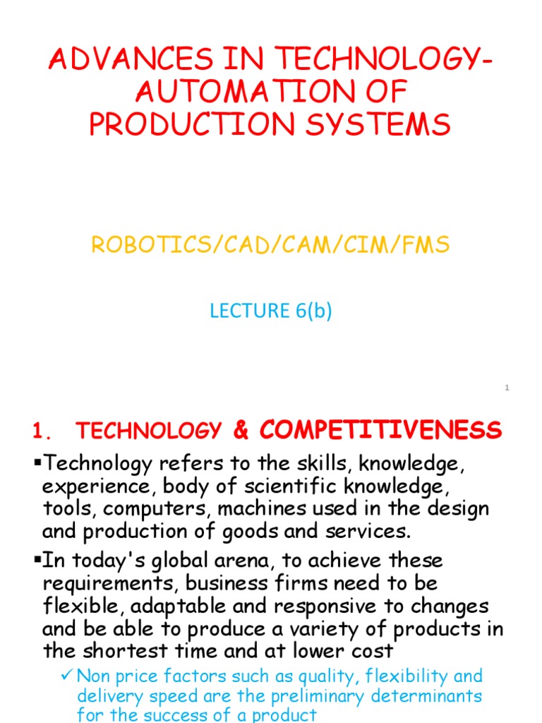 Lecture 6 (B) - Automation of Production Systems | PDF | Computer Aided Design | Automation