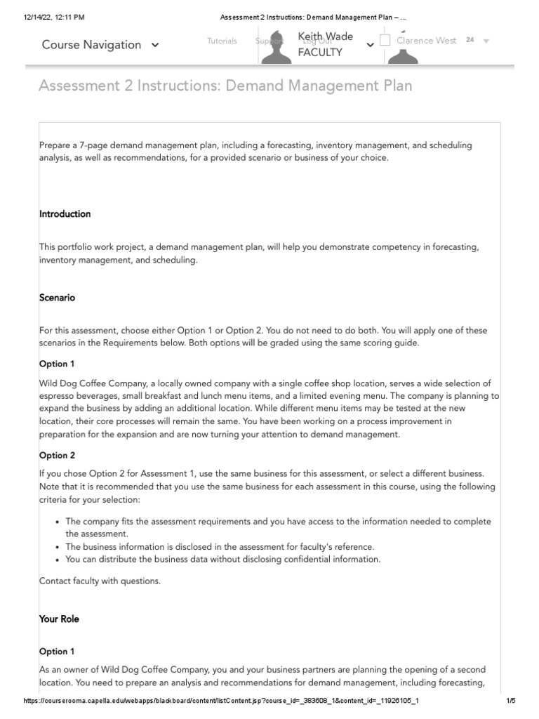 Assessment 2 Instructions - Demand Management Plan - .. | PDF | Coffee | Operations Management