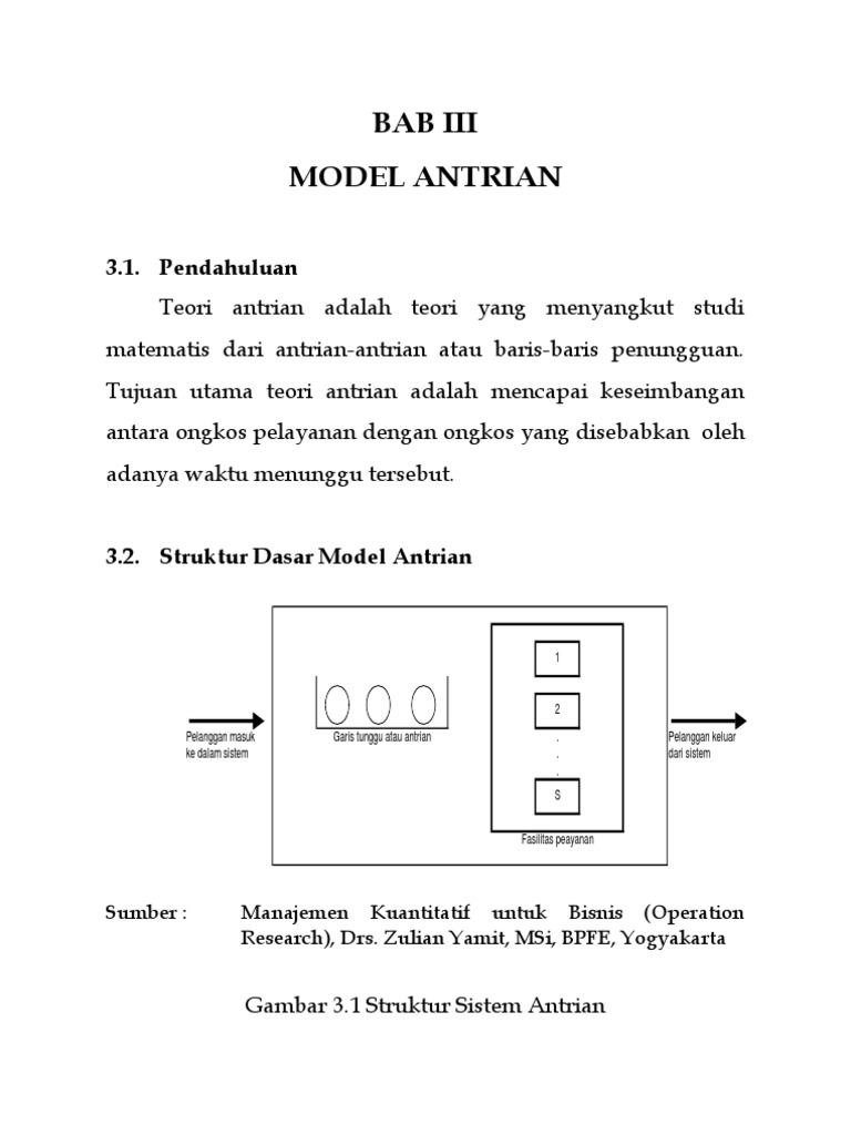 Bab Iii Model Antrian | PDF | Metode & Bahan Ajar | Sains & Matematika