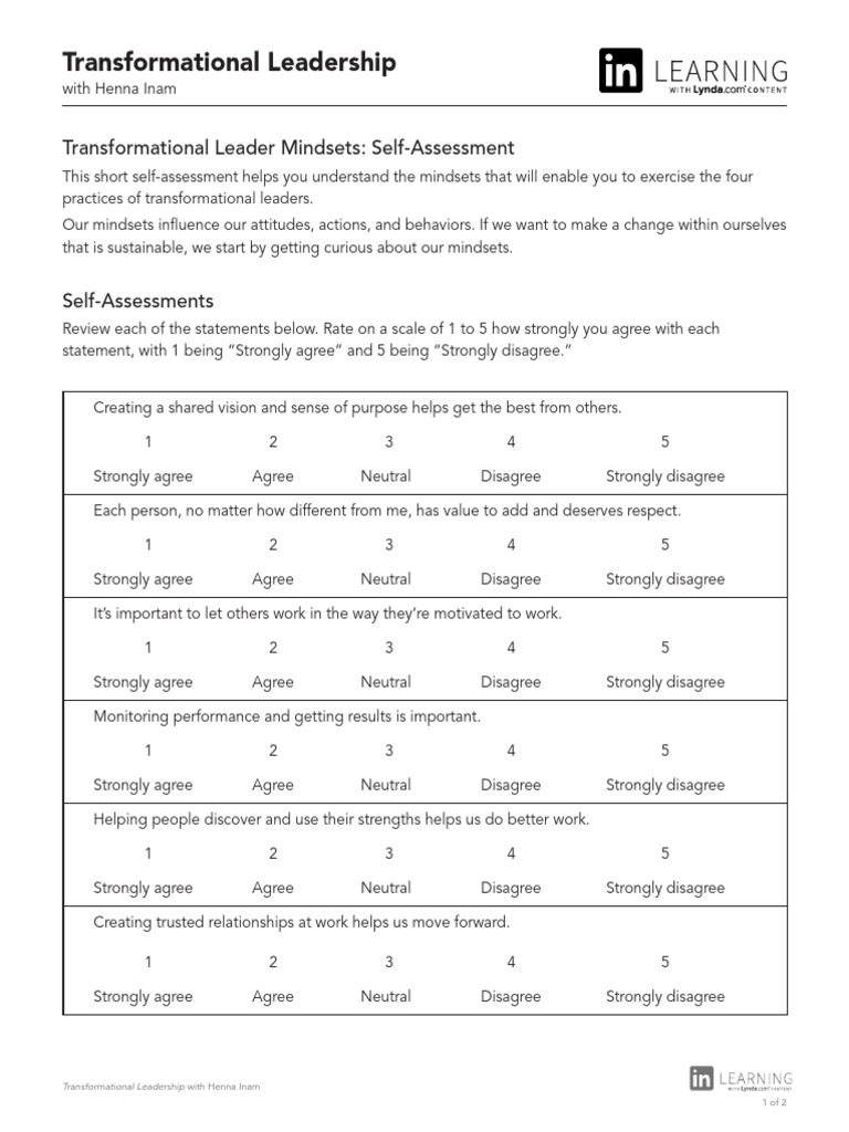 Transformational Leader Mindsets | PDF | Transformational Leadership | Leadership