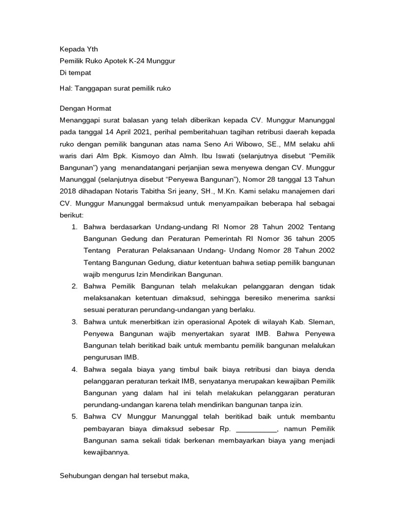 Surat Pak Seno | PDF