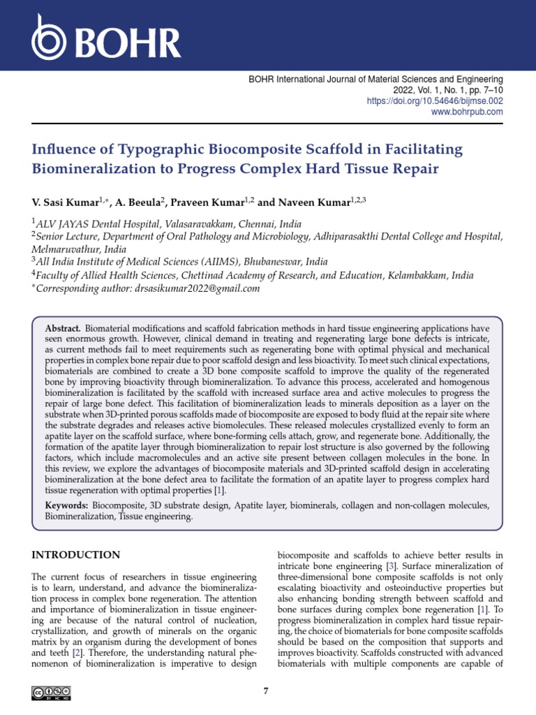 Biocomposite Scaffolds for Hard Tissue Repair | PDF | Tissue ...