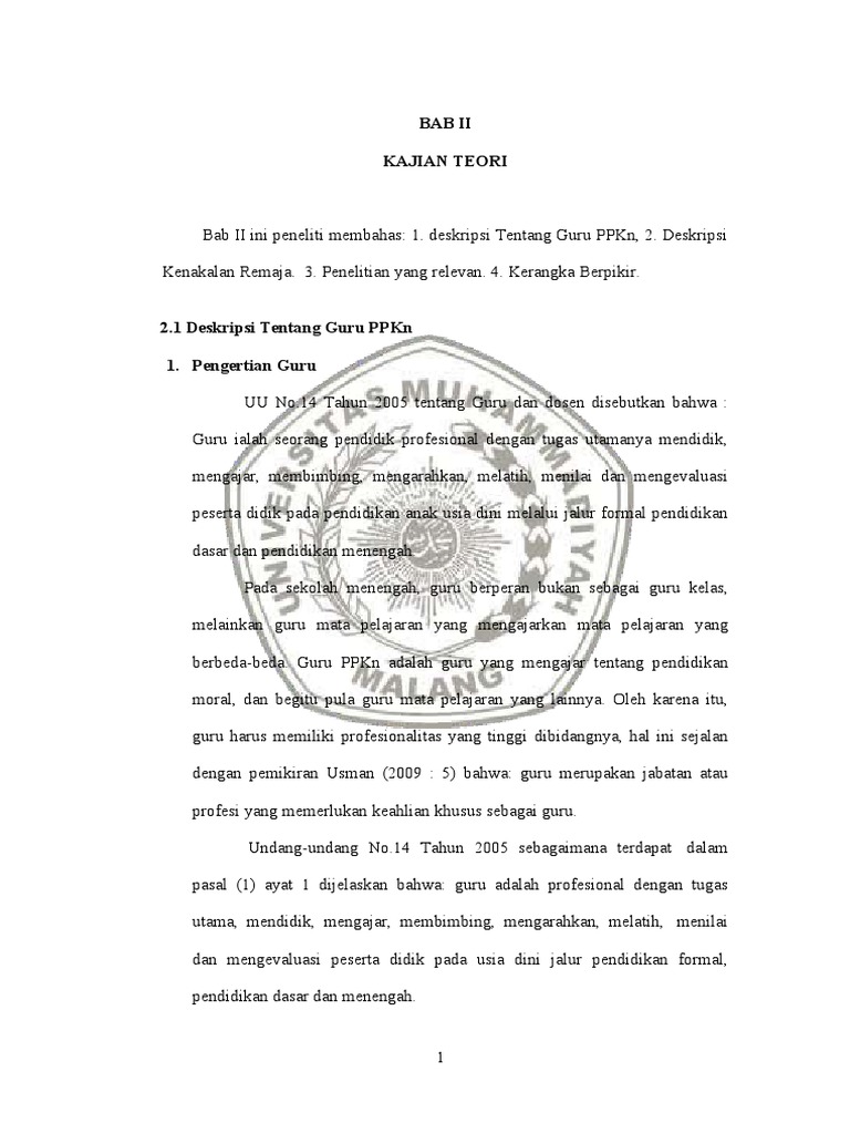 Bab Ii Deskripsi Diri PKN | PDF