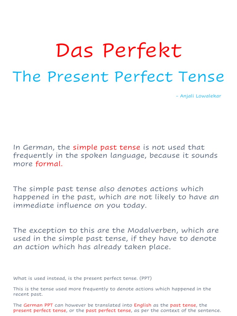 Perfekt | PDF | Grammatical Tense | Perfect (Grammar)