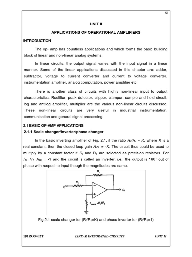 Unit 2 - Notes | PDF | Operational Amplifier | Amplifier