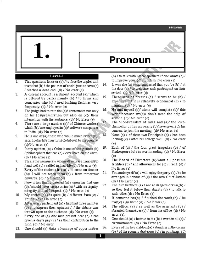 Error Pro - Pronoun | PDF | Grammatical Number | Pronoun