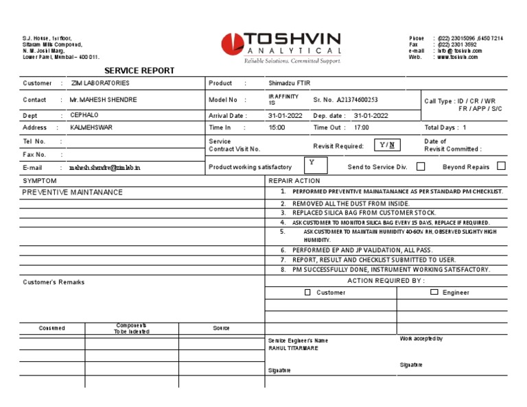 Service Report Format | PDF | Computing | Software