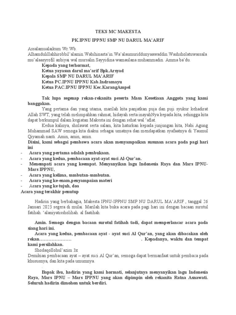 Teks MC Makesta | PDF