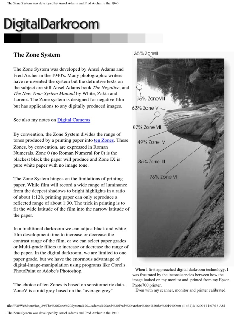 Ansel Adams' Zone System Explained | PDF | Vision | Applied And ...
