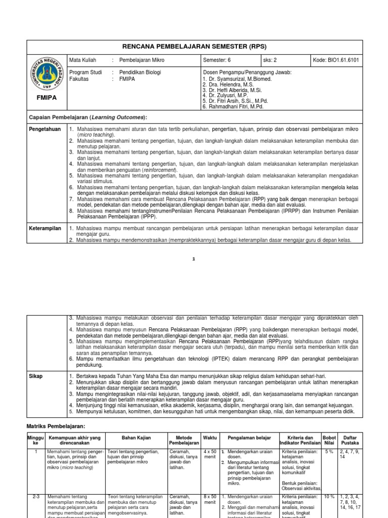 RPS Pembelajaran Mikro | PDF